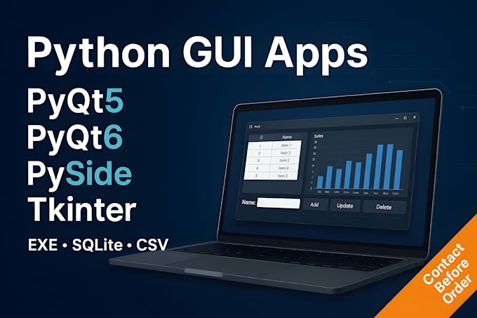 Build python gui desktop app with pyqt6, tkinter or pyqt5 by Rifatreza007 | Fiverr