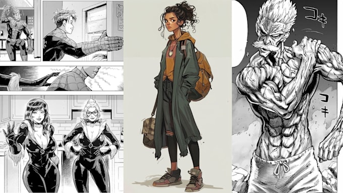Do character design illustration for comic book, comic panel, manga and ...