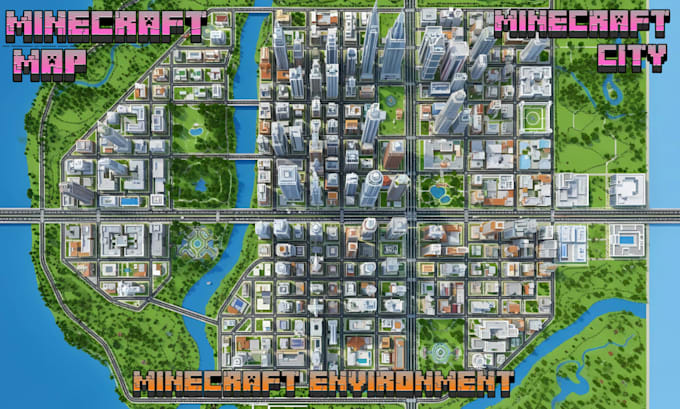 Create minecraft map world, environment, lobby spawn city as a ...