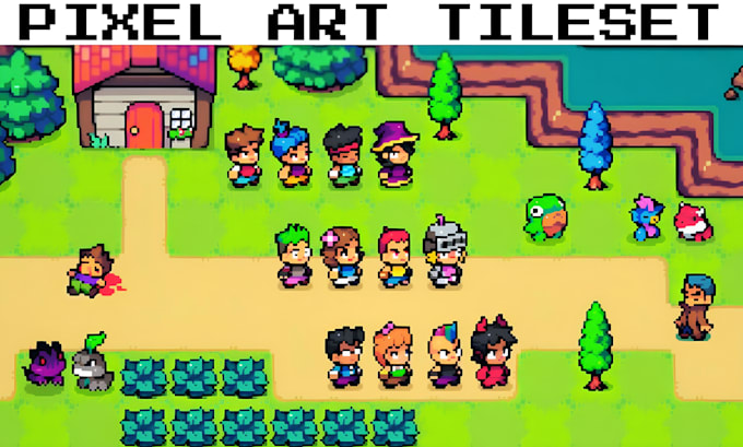 Make pixel art tileset 2d pixel art background pixel map tileset for ...