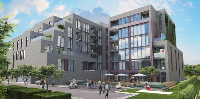 Redesign 3d apartment building, urban development, cityscape ...