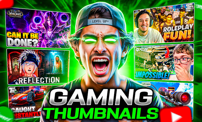 Design a mind blowing gaming youtube thumbnail for you by Binfaisalpk | Fiverr