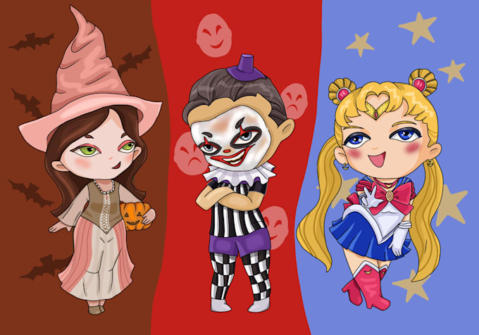 Draw custom chibi character illustration by Steephaaa | Fiverr
