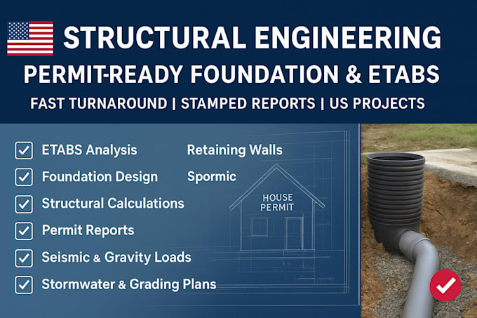 Structural analysis house foundation design permit report hvac etabs usa by Tom_civilstrume | Fiverr