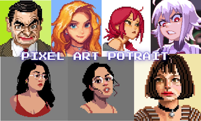 Do custom pixel art potrait, pixel anime for your pfp, pets, gift ...