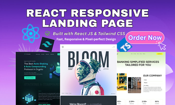 Design a responsive react landing page using tailwind css by Sohandevs | Fiverr