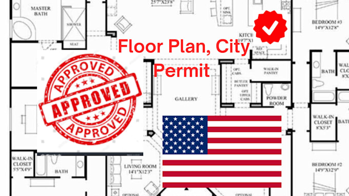 Do architectural floor plan usa city permit stamp review mep draftsman ...