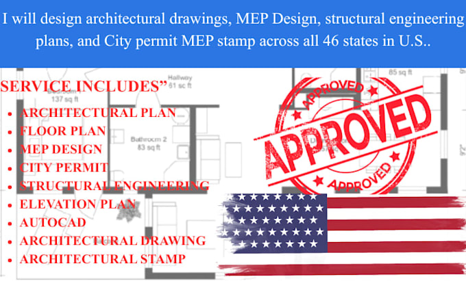 Design architectural engineering drawing mep plan city permit stamp ...