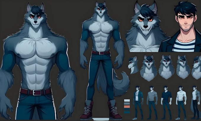 Draw furry character reference sheet furry anthro nsfw oc ref sheet for ...
