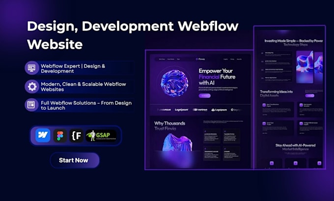 Build, design or develop webflow website using client first and gsap by ...