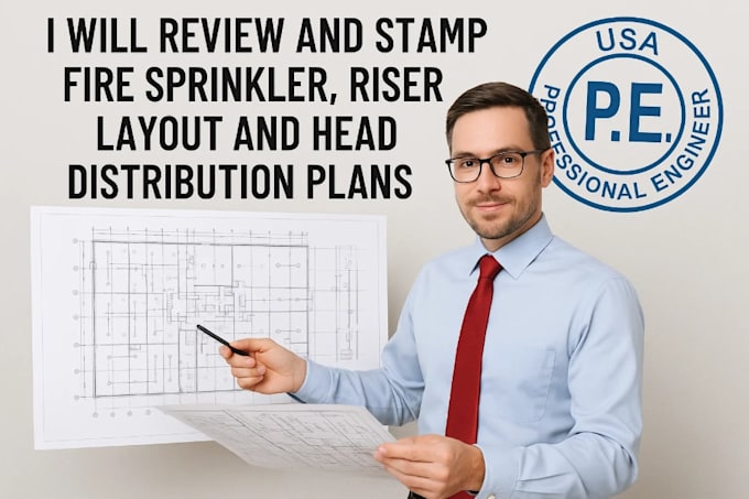 Review and stamp fire sprinkler, riser layout and head distribution ...