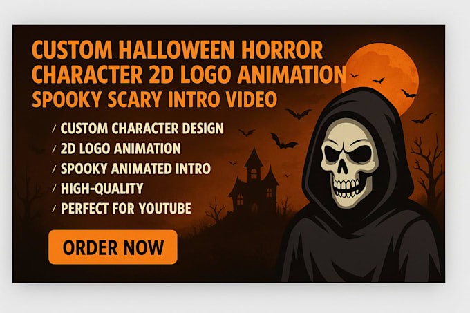 Do custom halloween horror character 2d logo animation spooky scary ...