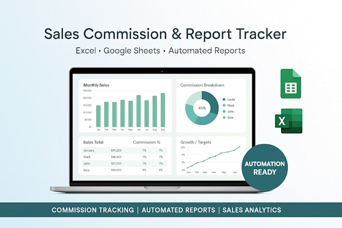 Create a sales commission excel spreadsheet tracker and sales report automation by Williams_fave ...