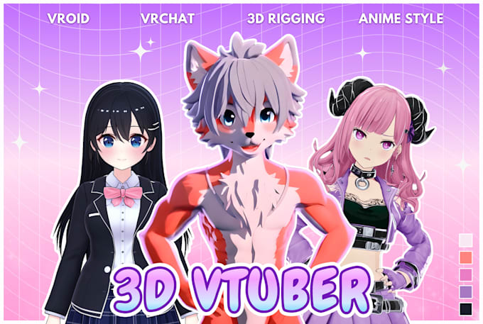 Create 3d character model for vtuber, anime, 3d rigging, vrc avatar ...
