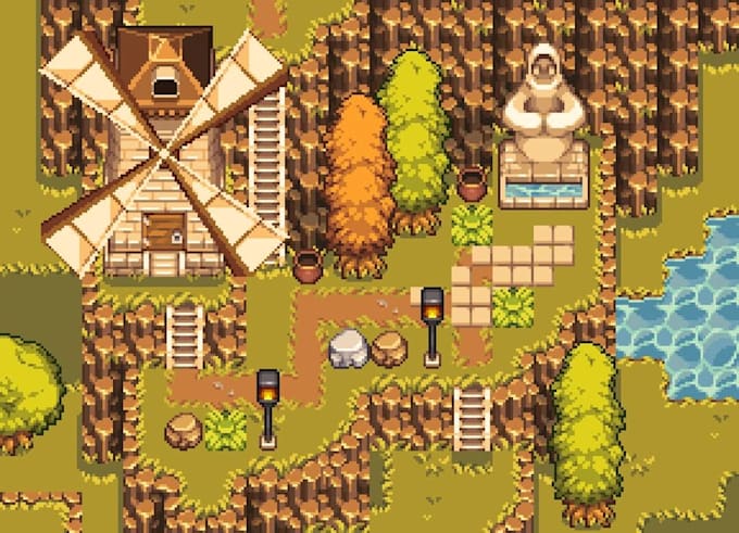 Pixel art tileset, tile map pixel art assets, 2d game art pixel ...