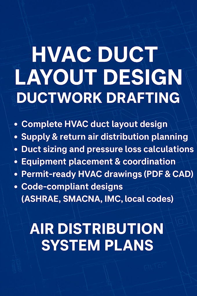 Do hvac duct layout design, ductwork drafting, air distribution system ...
