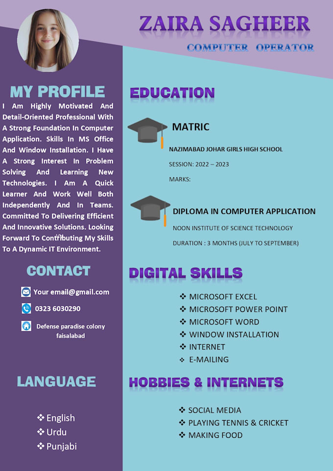 Do ms office tasks, canvas, pdf conversion and assignment and cv composing by Zaira_sagheer25 ...