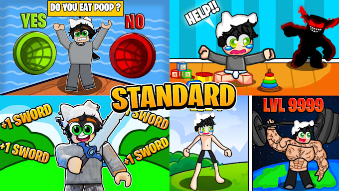 Make custom cartoony roblox thumbnails for you by Suppersebhiuppe | Fiverr