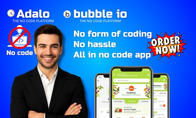 Build no code app bubble io developer, adalo, glide, appsheet, flutterflow app by Bruce_ls | Fiverr