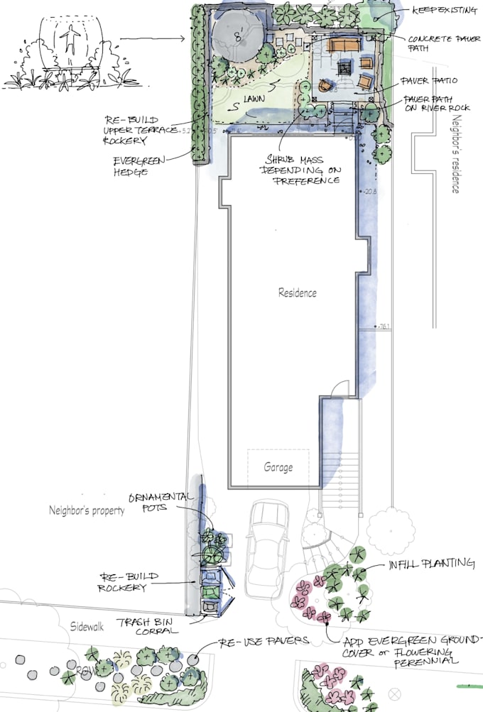 Create landscape design concepts with plants, materials and layout by ...