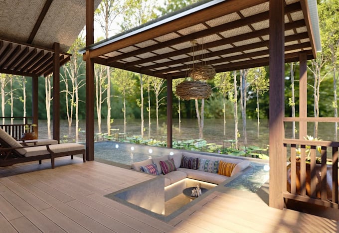 Render landscape design master plan resort, hotel, villa, spa, pool ...