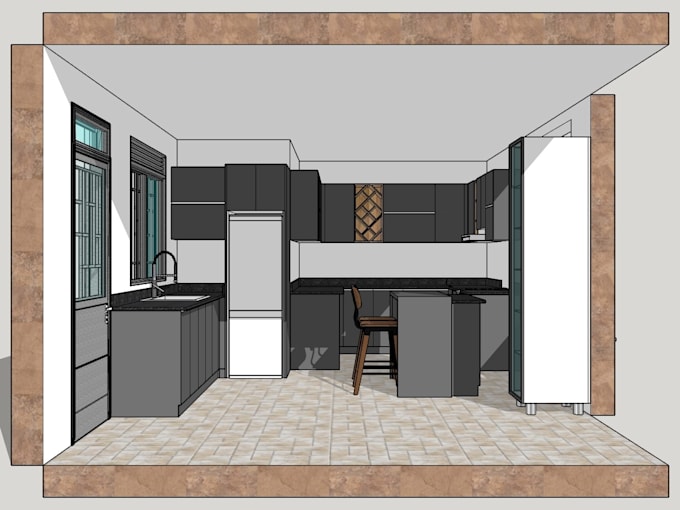Create custom 3d kitchen with measurements by Giddy_fxm | Fiverr