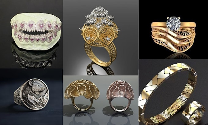 Do custom 3d cad jewelry design and render for grillz, ring, pendant ...