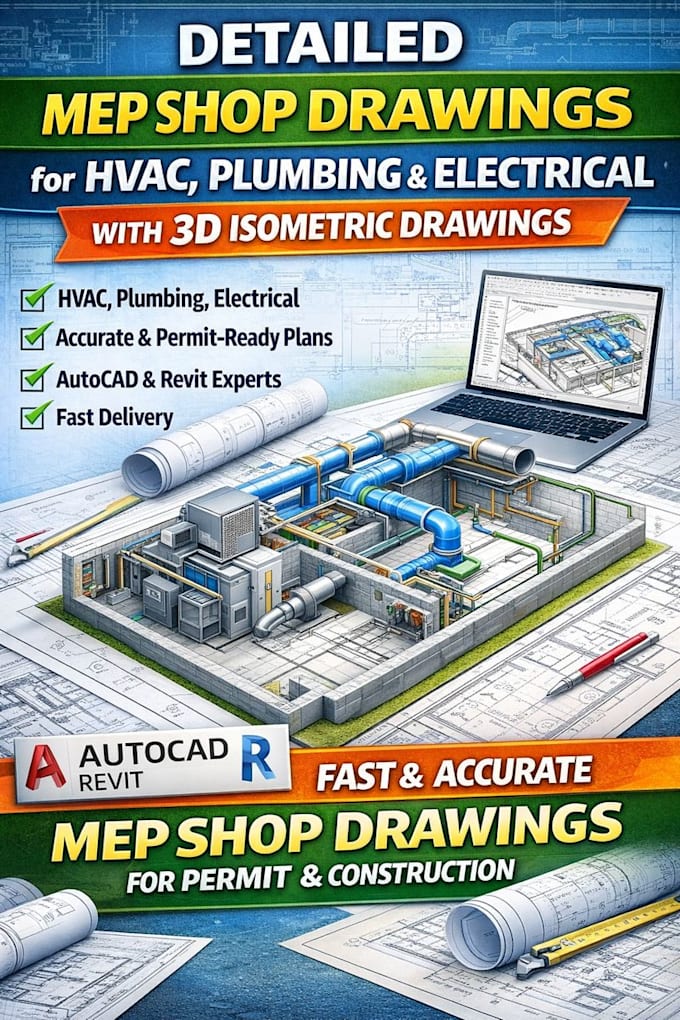 Draft accurate mep shop drawings for hvac, plumbing and electrical ...