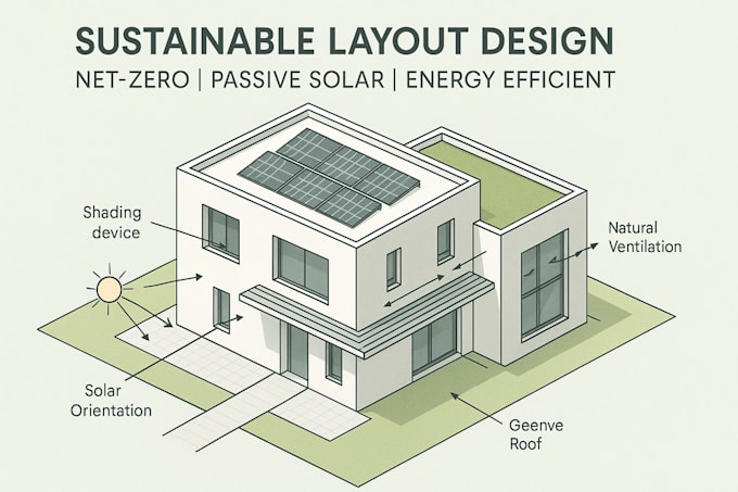 Sustainable net zero house layouts, passive solar floor plans, eco home concept by Engr_dany4 ...