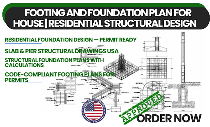 Design footing and foundation plan for house, residential structural ...