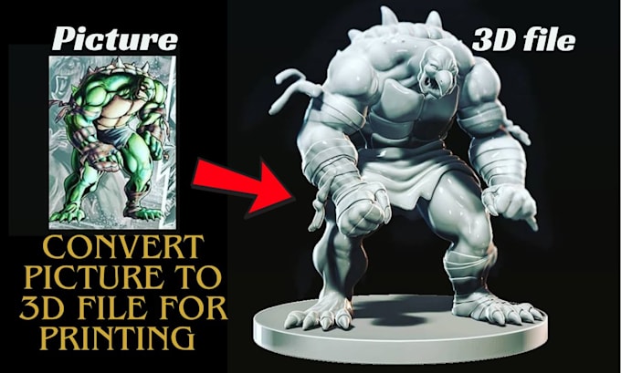 Convert 2d to 3d picture to 3d 3d stl print paint 3d toy figure by ...