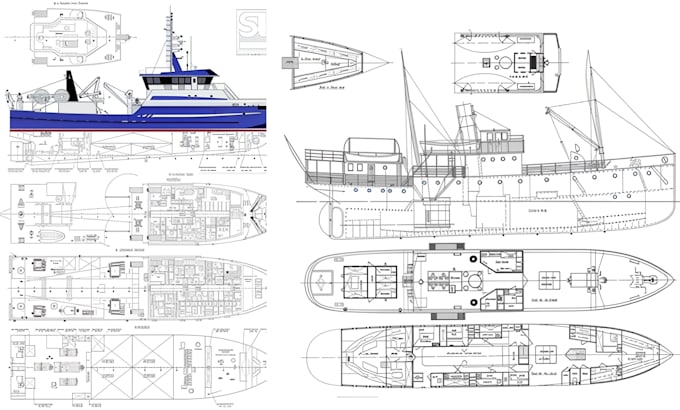 Design and review boat, ship, yacht construction and ga plans as naval ...