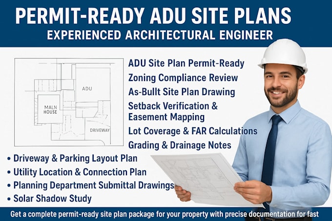 Adu site floor plan permit ready zoning compliance as built title 24 ...