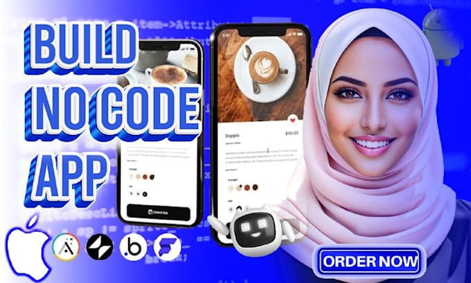 Build custom no code app using adalo, flutterflow bubble, mobile app development by Husna_firas ...
