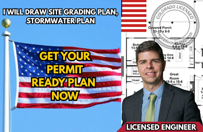 Civil engineer permit plan , site grading plan stormwater drainage plan ...