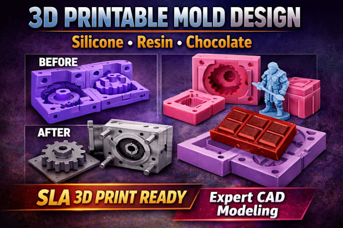 Design 3d printable molds for silicone, resin casting and sla 3d ...