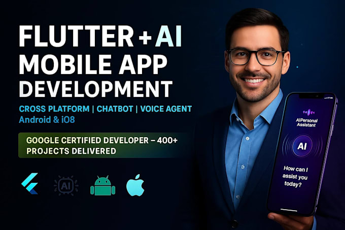 Develop cross platform flutter ai app mobile ai app chatbot for ios and ...