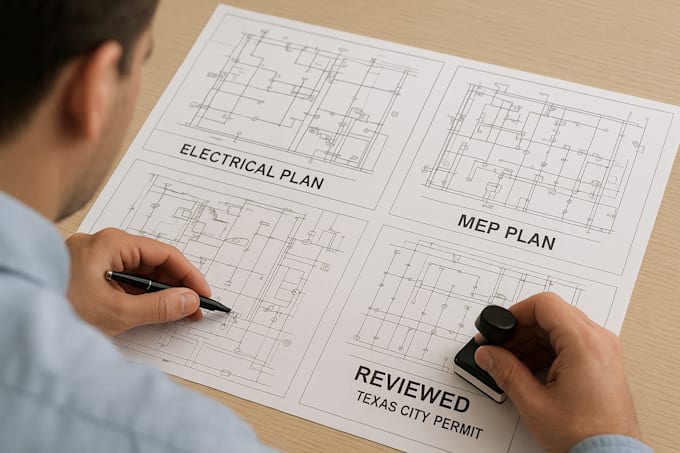 Review and stamp electrical, mep, fire protection drawings texas city ...