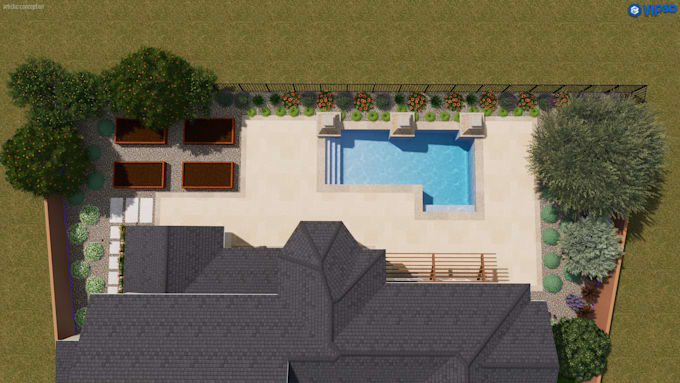 Modern pool and landscape designs using vip3d structure studios by ...