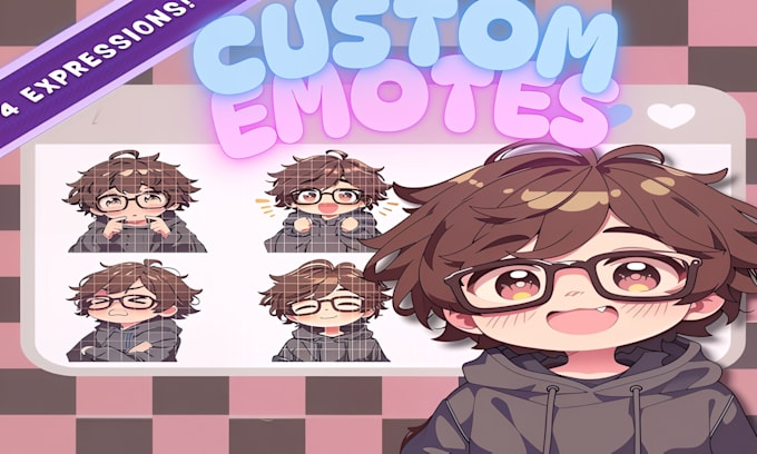 Create custom twitch emotes sub badges animated emotes vtuber chibi ...