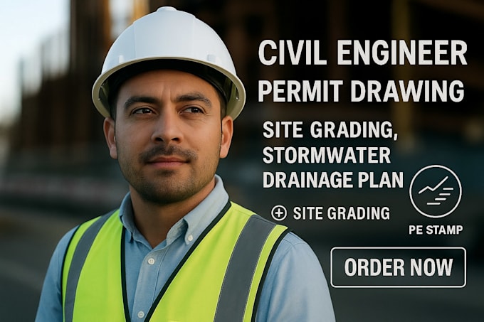 Do civil engineer permit drawing, site grading stormwater drainage plan ...