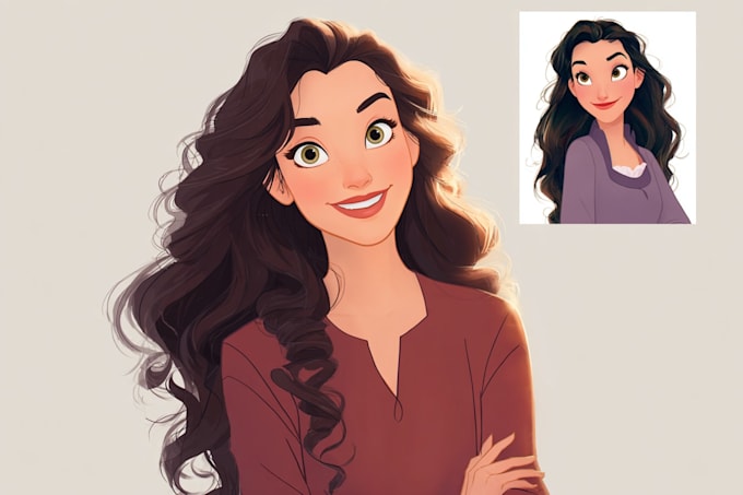 Draw your portrait into disney cartoon style illustration by ...