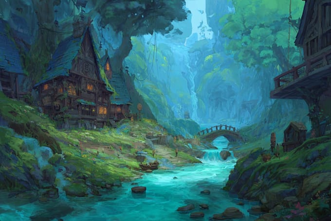 Draw environment concept art, fantasy worlds by Legonnell | Fiverr