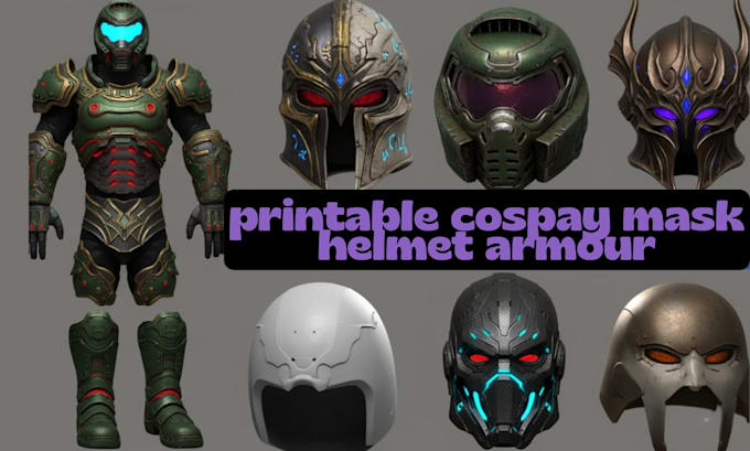 Create printable 3d mask helmet 3d anime mask 3d cosplay mask stl for ...
