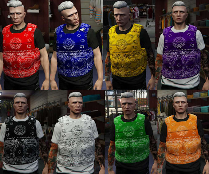 Create fivem gang vest ,fivem armor ,fivem gang clothing ,ped clothing ...
