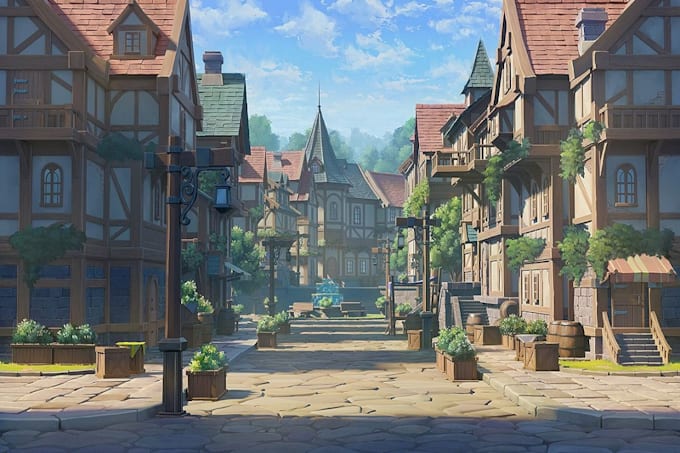 Develop a realistic medieval village environment with dynamic lighting ...