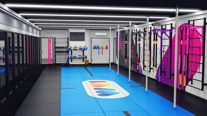Design and render kids gym room, play area, or kid cafe with detailed ...