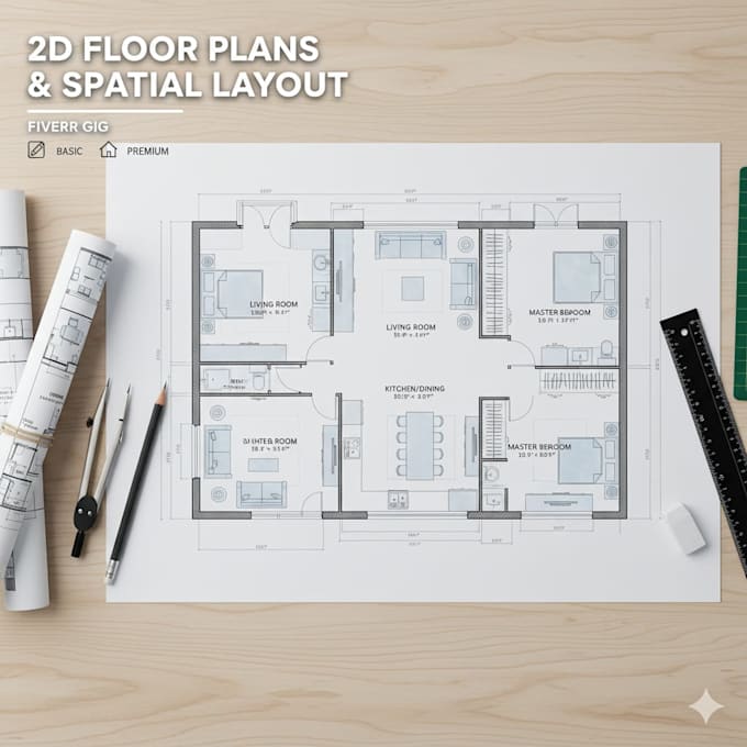 Create 2d architectural layout and spatial plan for any room or ...
