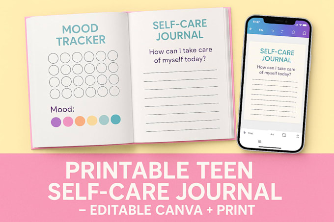 Design printable self care and mental health journals for teens by ...