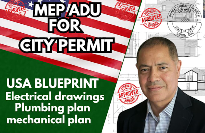 Do adu permit drawings, mep adu, electrical plan, city permit stamp, tx ...